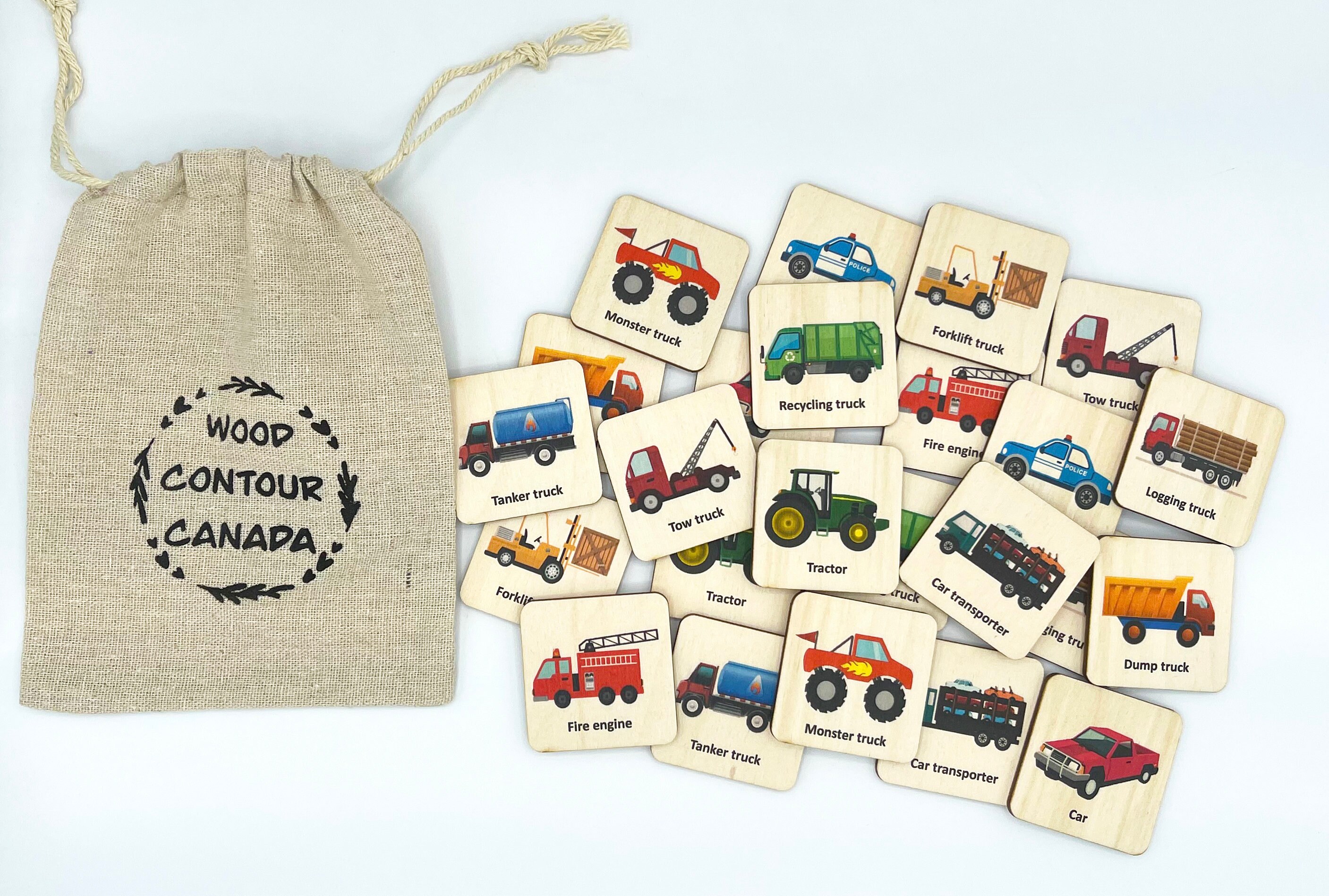 Wooden Car Truck Memory Game Montessori Toys Vehicles - Etsy