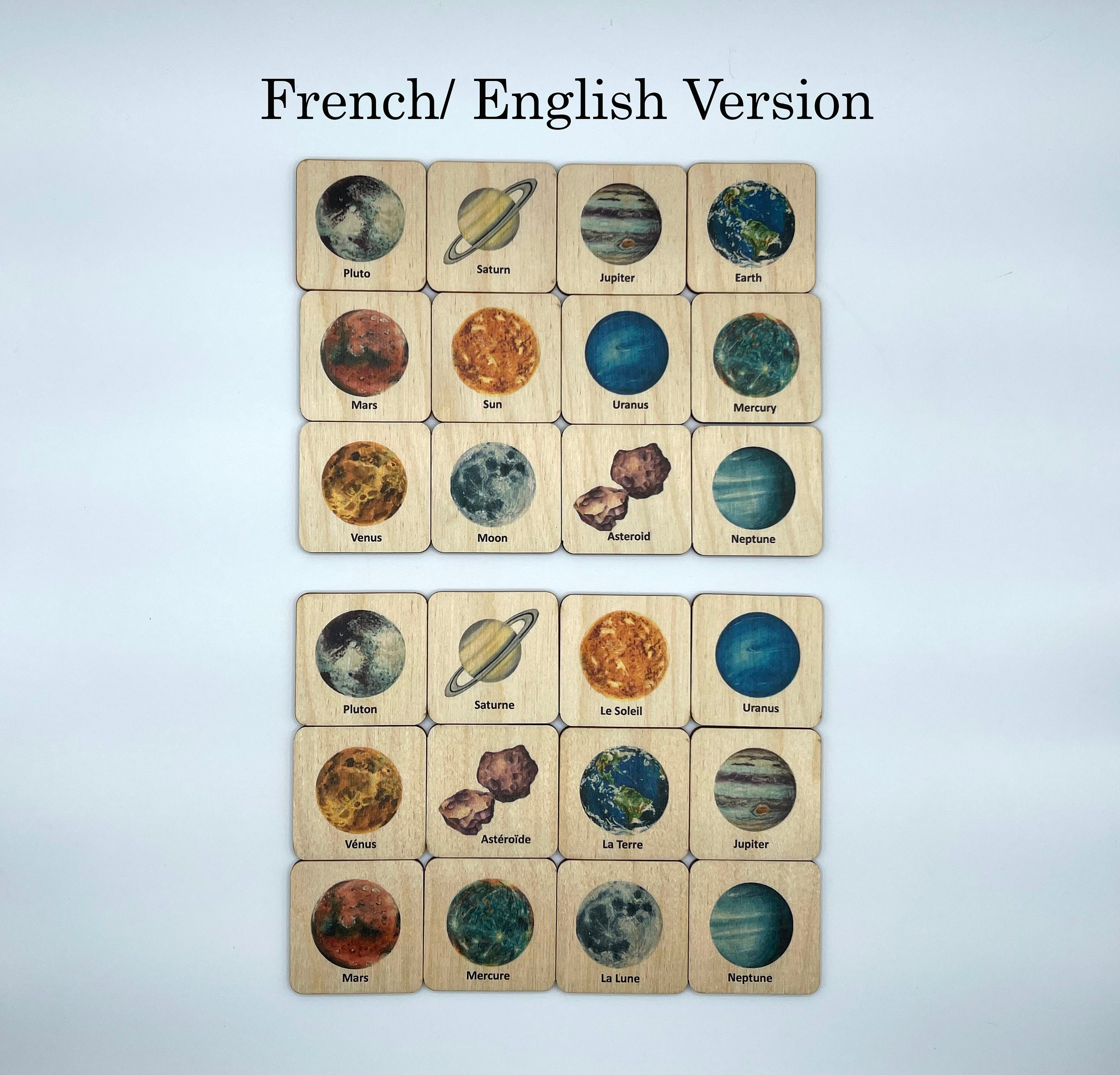 Montessori Wood Space Solar System Moon Phases Memory Game/ - Etsy Canada