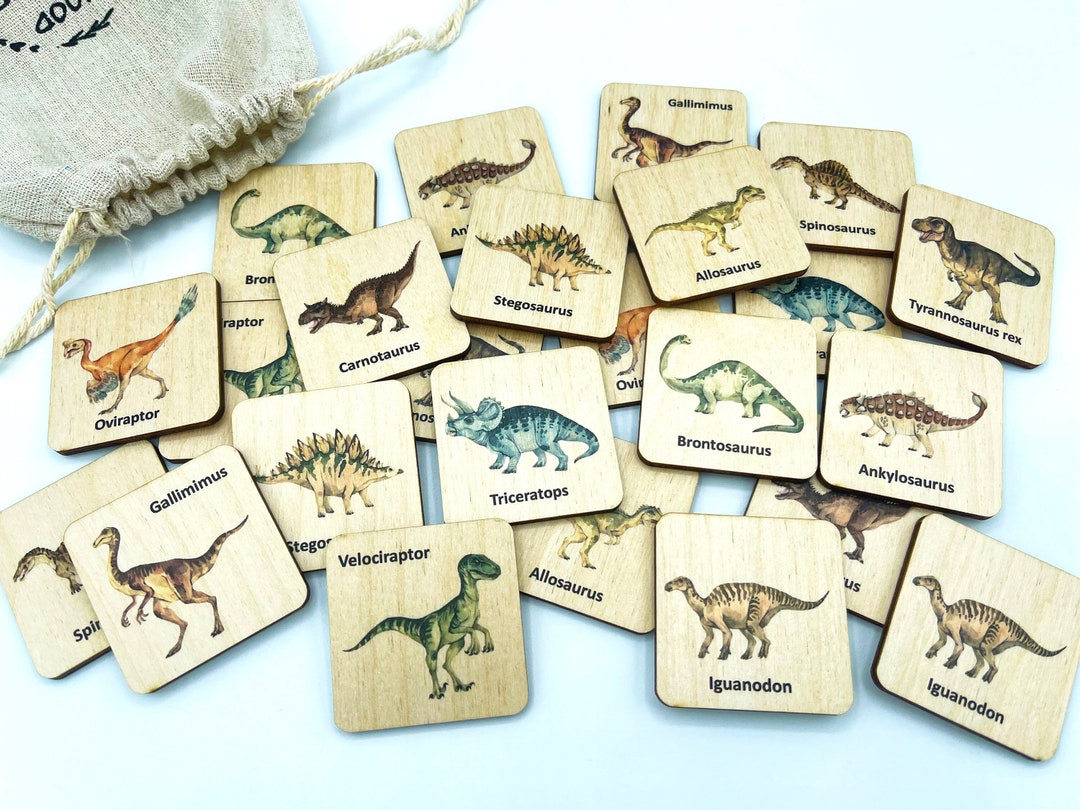 Wooden Dinosaurs Memory Game/ Montessori Toy Matching Game for Kids ...
