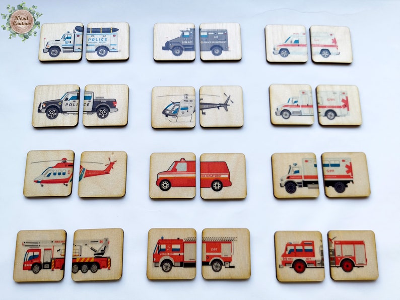 Wooden emergency vehicles firetruck police car ambulance | Etsy