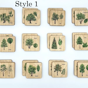 Wooden North American Tree Leaf Matching Game, Montessori Match Tree ...
