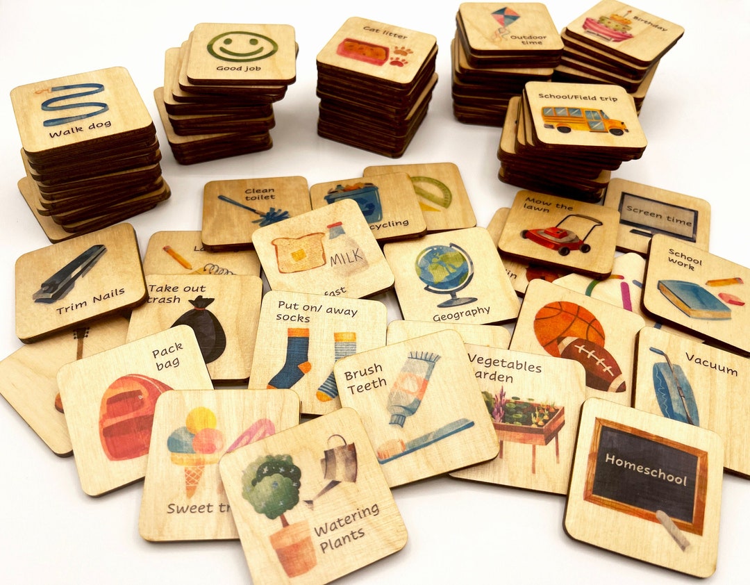 Wooden Daily Routine Cards/ Daily Routine Magnets/ Chore Magnet Chart ...