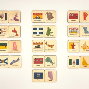 Montessori Canada Map and Flags Matching Cards/ Canada | Etsy