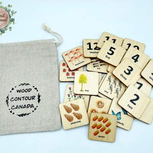 Montessori Wooden Counting Nature Numbers Match Cards/ Bilingual French ...