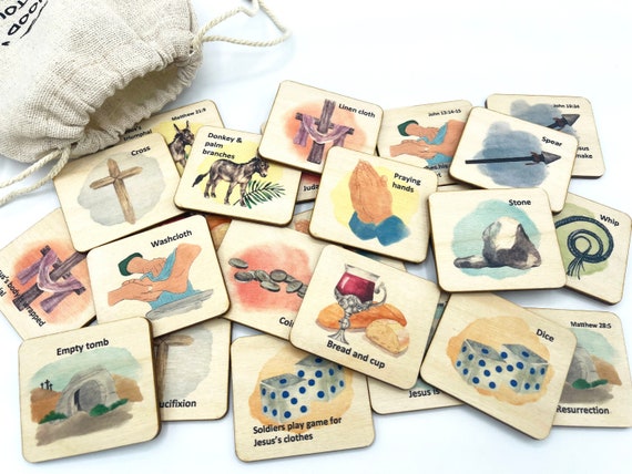 Wooden Easter Story Memory Game/ Holy Week Story Matching | Etsy