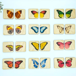 Montessori Wooden Butterfly Matching Game/ Homeschool Learning ...