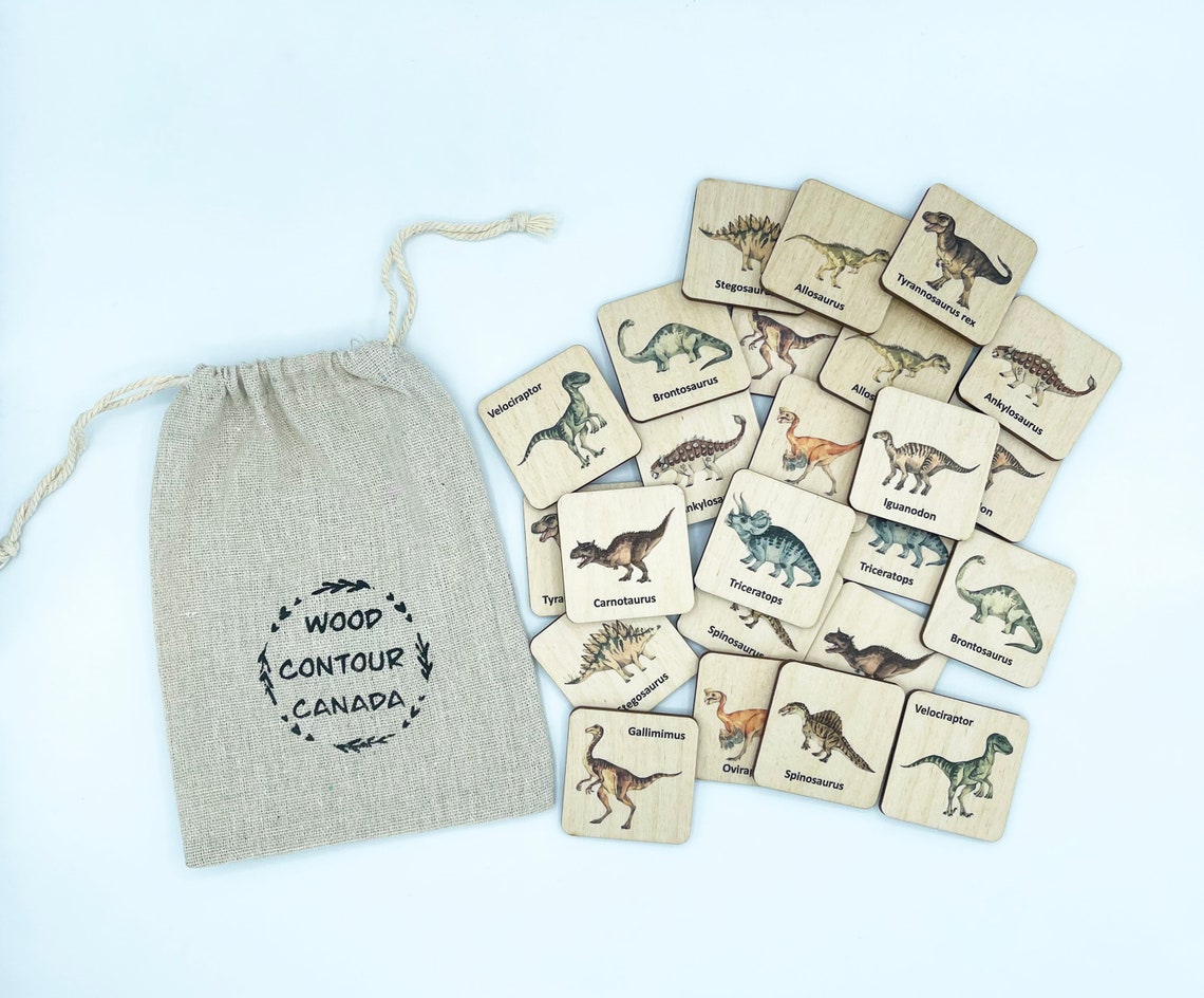 Wooden Dinosaurs Memory Game/ Montessori Toy Matching Game for - Etsy