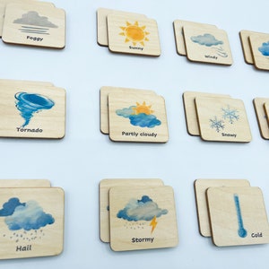Montessori Wooden Weather Matching Cards, Homeschool Activity ...
