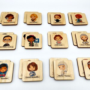 Montessori Wooden Inspirational Women in History Memory Game/homeschool ...