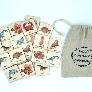 Wood Montessori Ocean Animals Matching Game/ Sea Creatures Animals ...