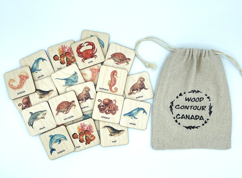 Wood Montessori Ocean Animals Matching Game/ Sea Creatures Animals ...