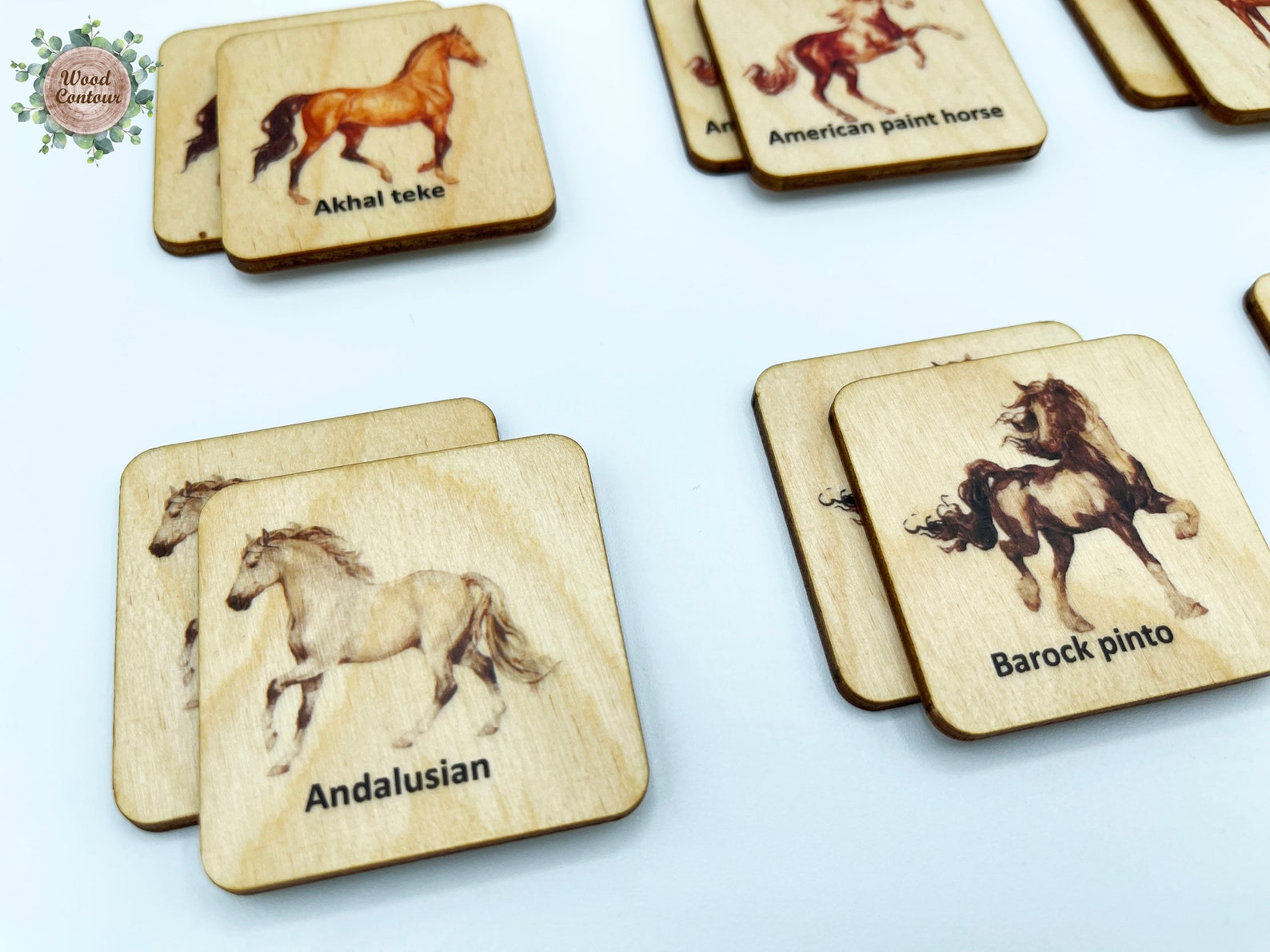 Wooden Montessori Horses Memory Game/ Homeschool Kindergarten ...