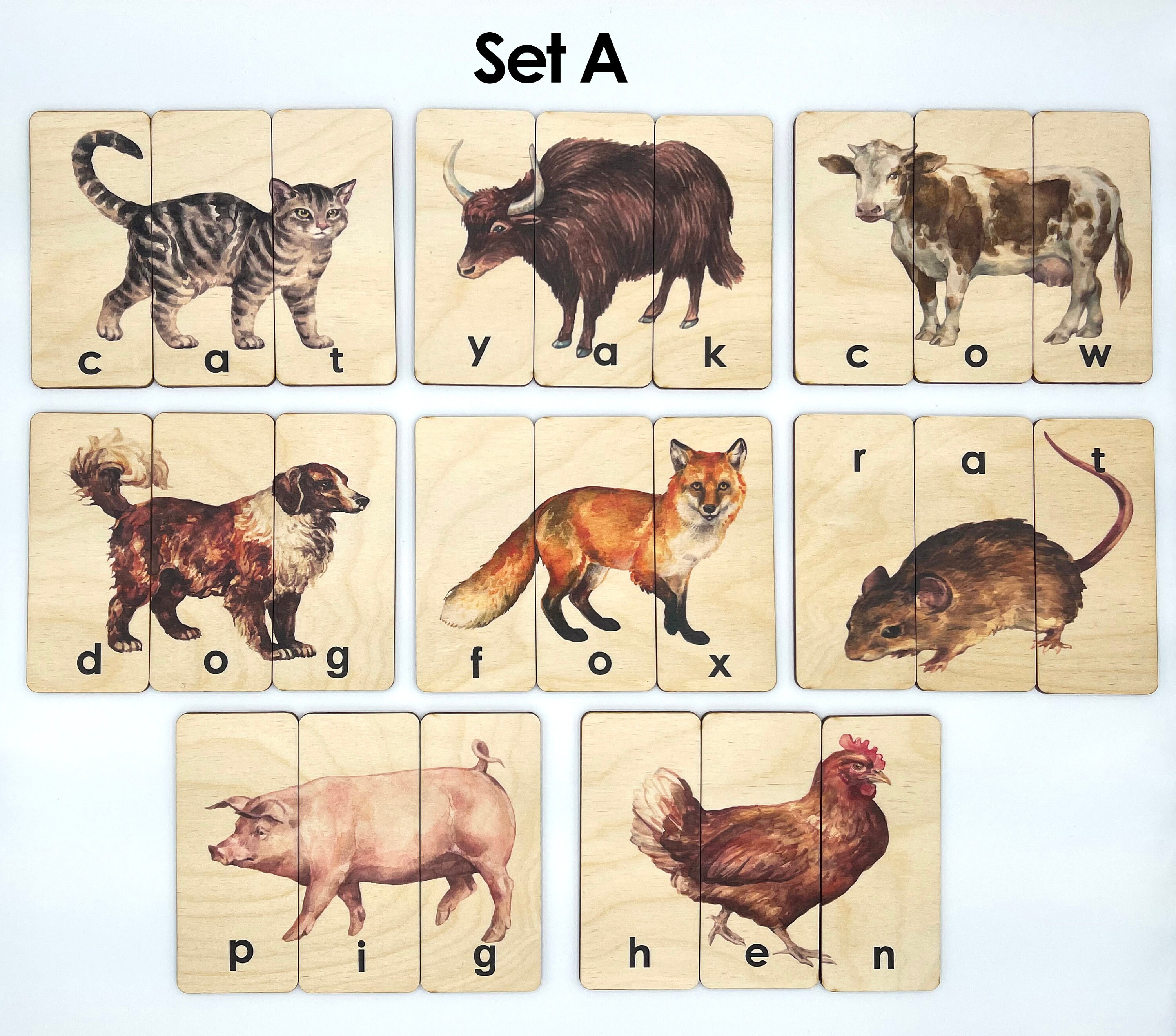 Montessori Animals Spelling Matching Puzzle/ Homeschool Kids | Etsy