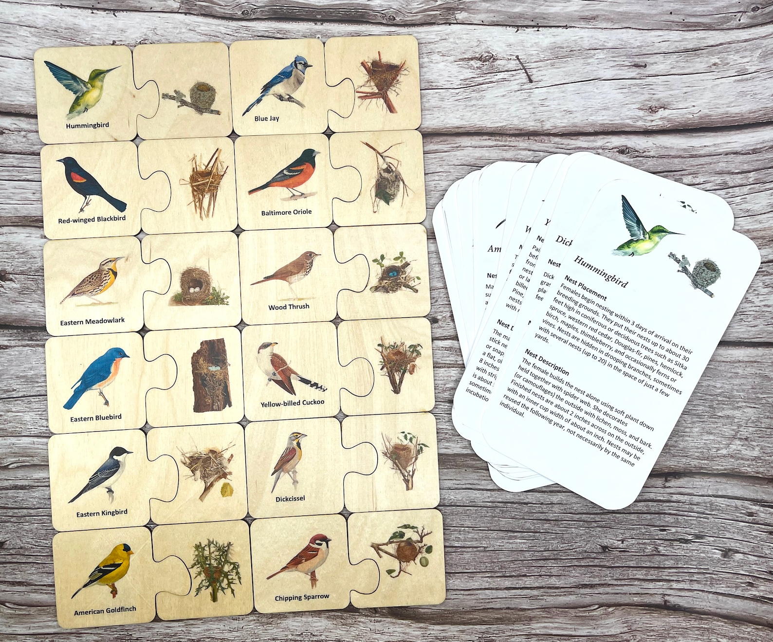 Montessori Wood Backyard Birds and Nests Matching Puzzle/ Homeschool ...