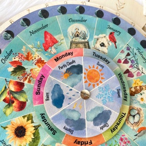 Wheel of the Year, Wooden Perpetual Calendar, Moon Phases Wheel ...