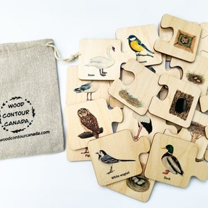 Montessori Wood North American Birds and Nests Matching Puzzle ...