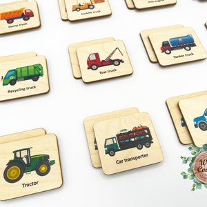 Wooden Car Truck Memory Game, Montessori Toys, Vehicles Matching Cards ...