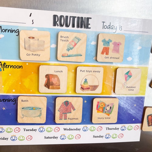 Personalized Wooden Daily Routine Chart Visual Schedule Kids - Etsy ...