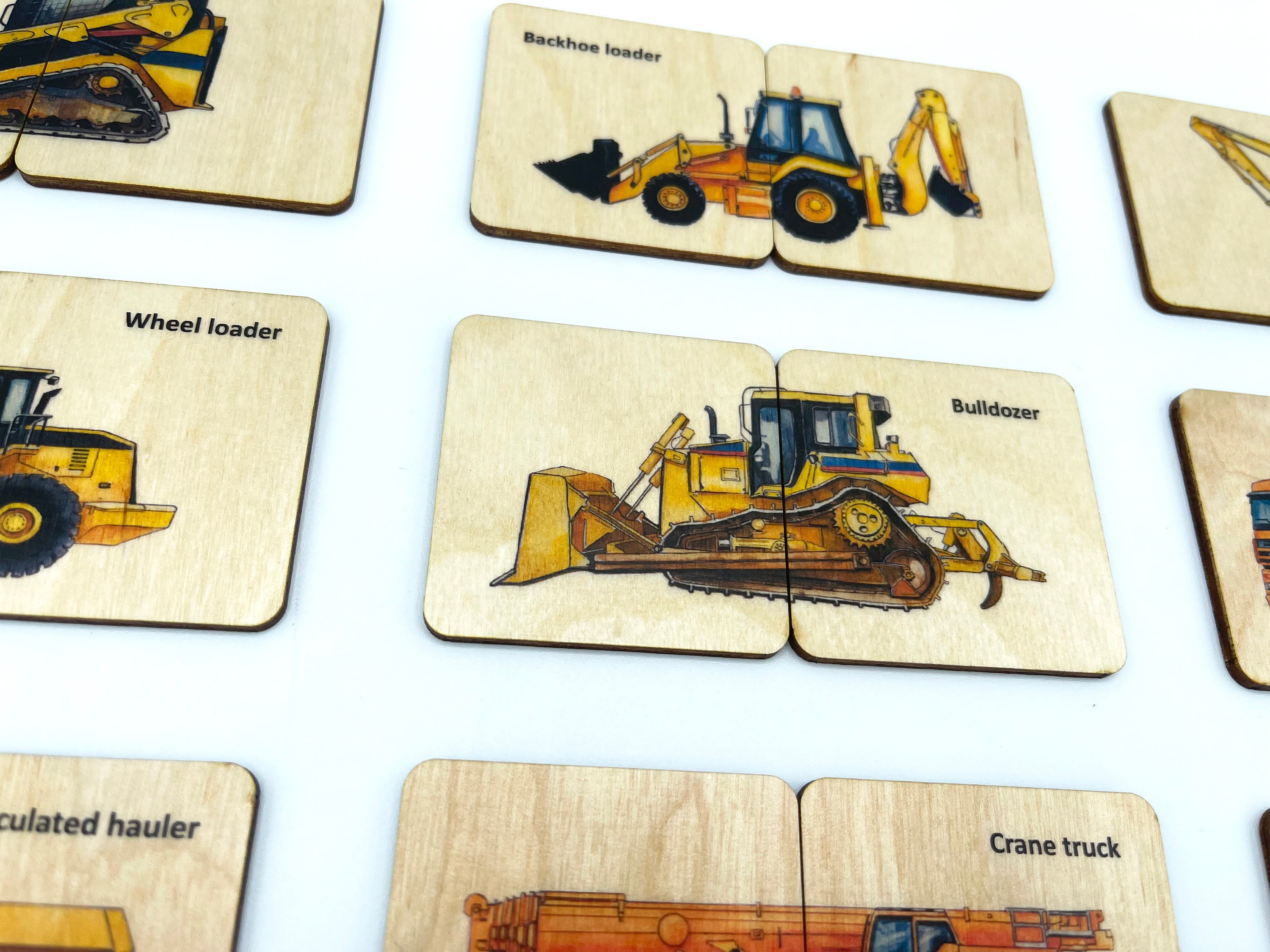 Wooden Construction Truck Matching Puzzle Game/ Homeschool - Etsy