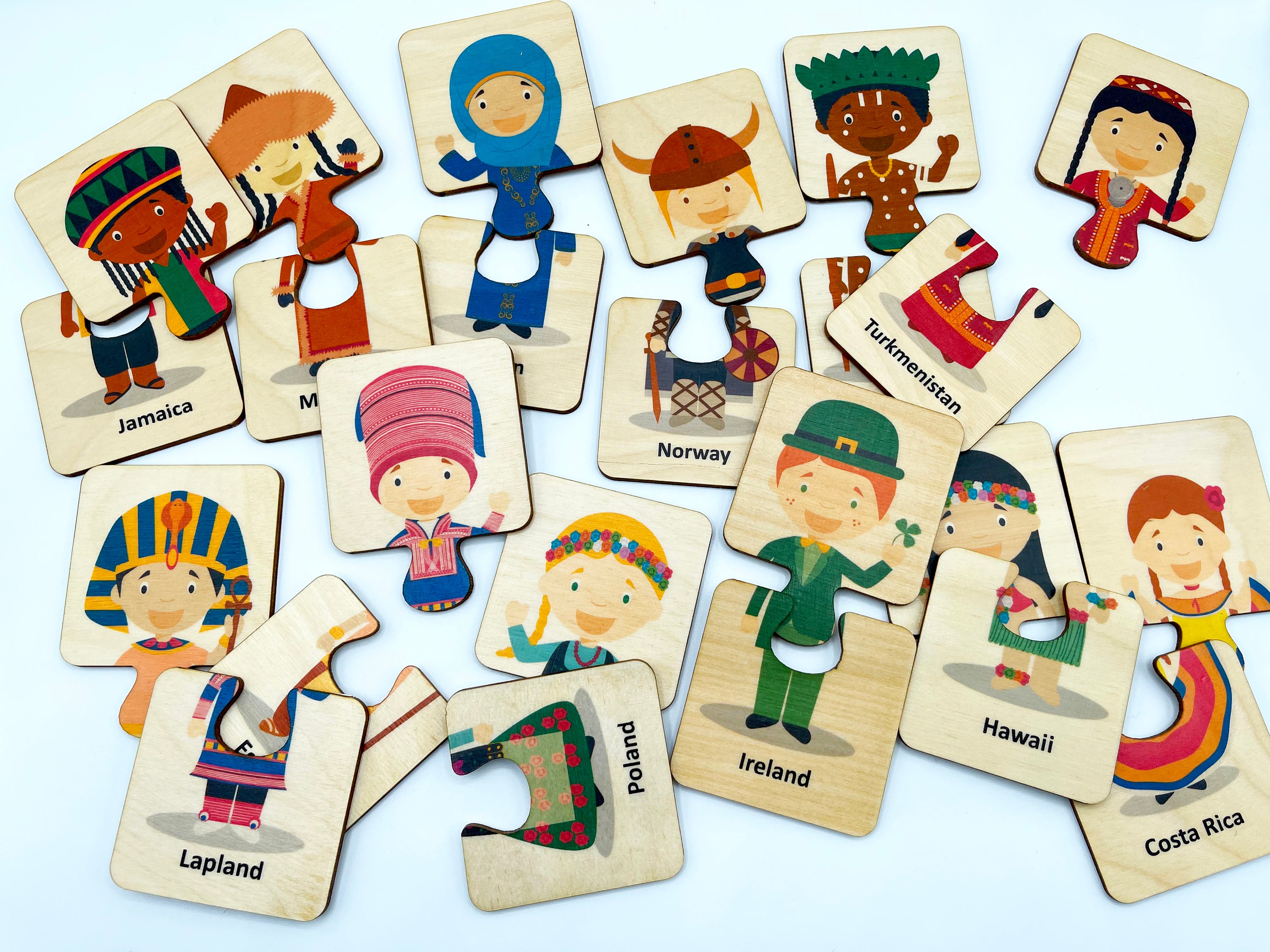 Wooden Kids around the world puzzle/ traditional costumes from | Etsy