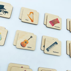 Montessori Wooden Music Instruments Matching Cards, Homeschool Music ...