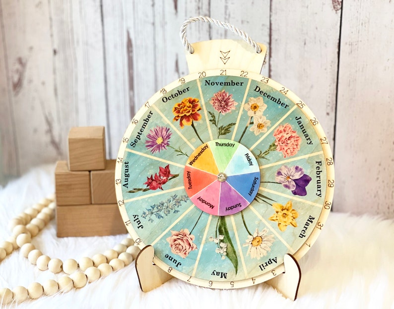 Wooden Wheel of the Year Birth Flower Month Calendar Wooden - Etsy