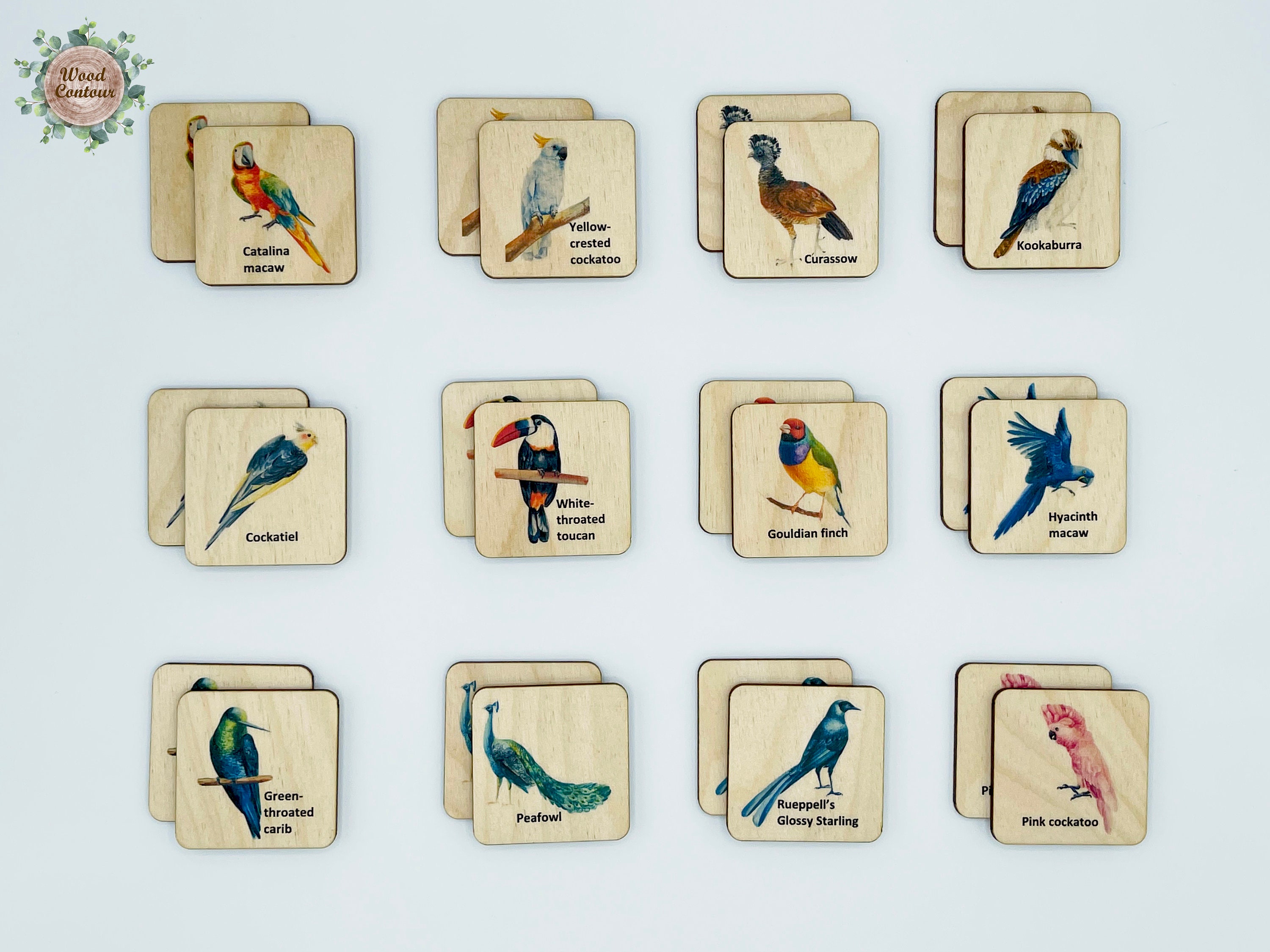 Wooden Birds Memory Game Montessori Toys Wood Animals | Etsy