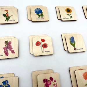 Wood Flowers Memory Game, Wooden Montessori Matching Game for Kids ...