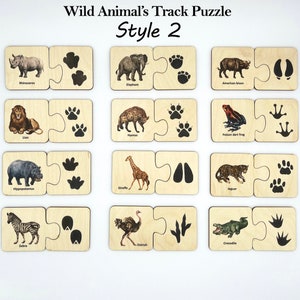 Montessori Wooden Woodland Animals Tracks Puzzle/ Homeschool ...