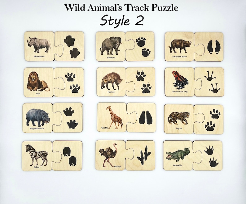 Montessori Wooden Woodland Animals Tracks Puzzle/ Homeschool ...