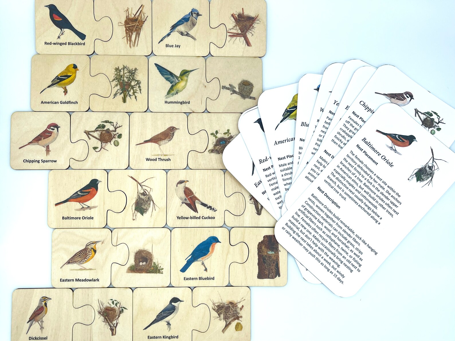 Montessori Wood Backyard Birds and Nests Matching Puzzle/ Homeschool ...