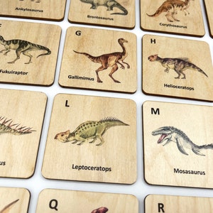 Dinosaur Alphabet Wooden Flashcards/ Montessori Learning Dinosaur ...
