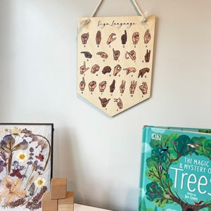 Sign Language Alphabet Wood Wall Hanging/ Home Decor Wood Flag Nursery ...