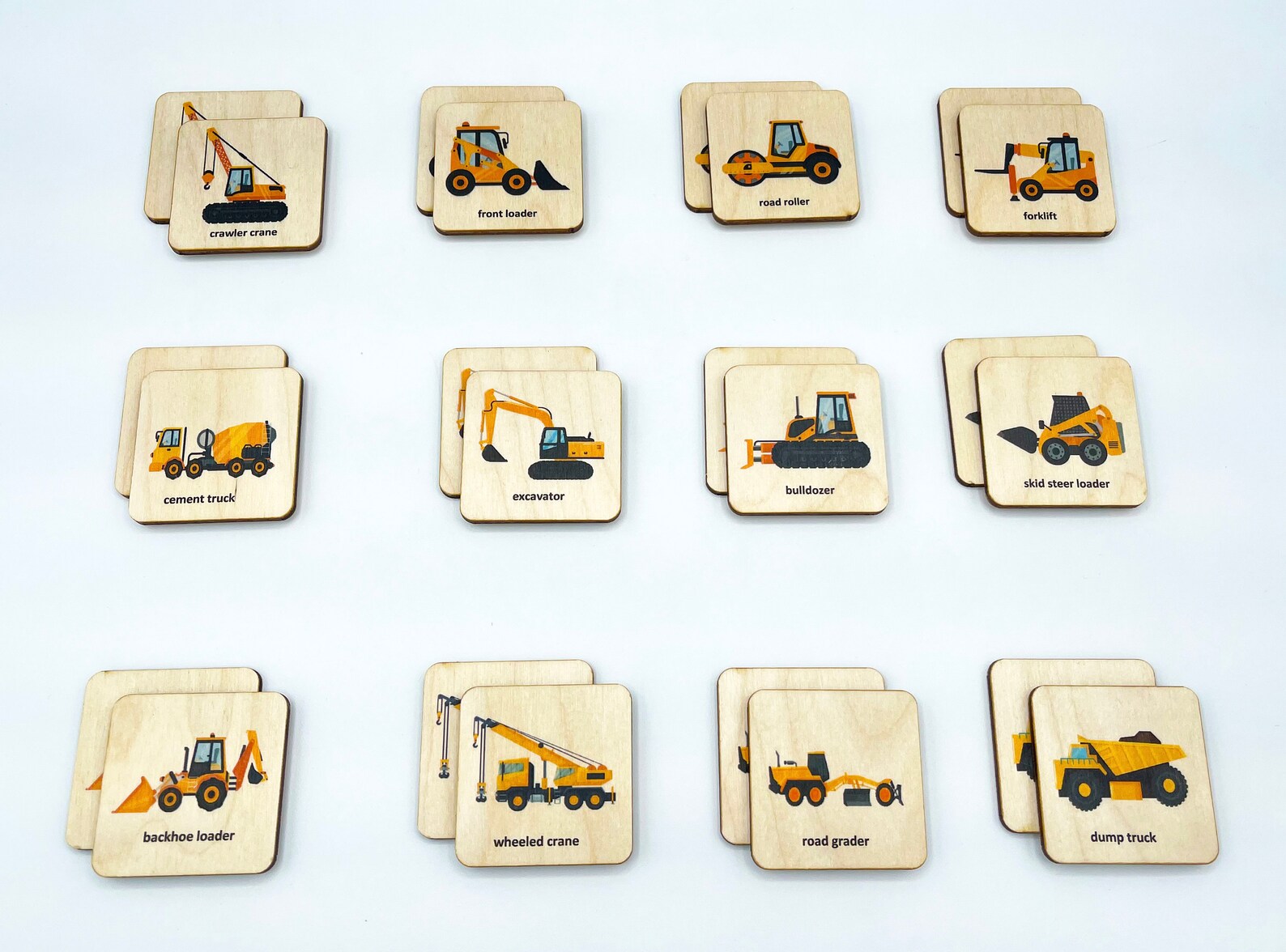 Montessori Wooden Construction Truck Car Memory Game/ - Etsy