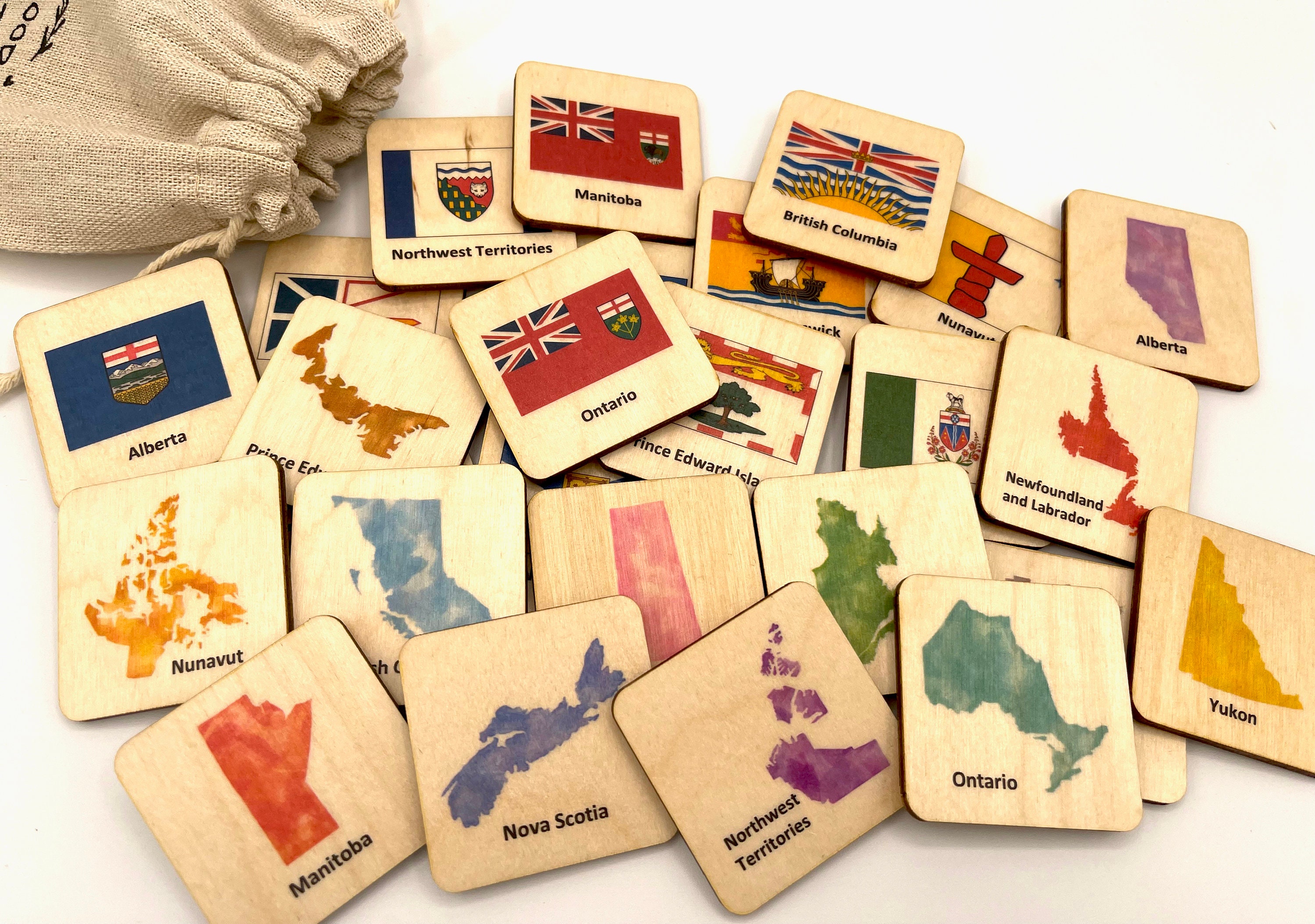 Montessori Canada Map and Flags Matching Cards/ Canada | Etsy