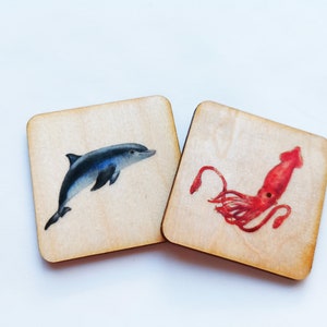 Wooden Montessori Sea Animals Memory Game, Educational Matching Game ...
