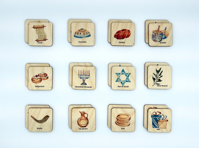 Wooden Hanukkah Celebration Memory Game for Kids Hanukkah - Etsy