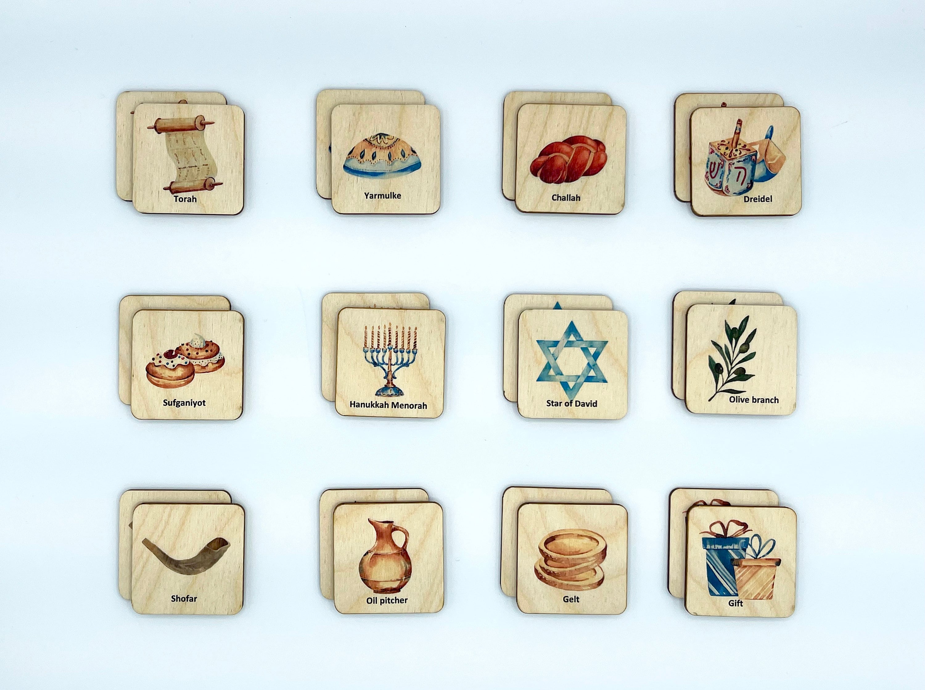 Wooden Hanukkah Celebration Memory Game for Kids Hanukkah - Etsy