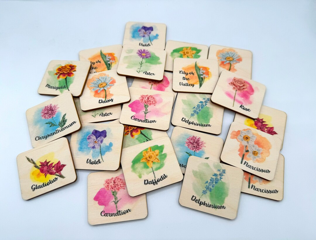 Personalized Birth Flowers Matching Game, Grandmas Gift Custom ...