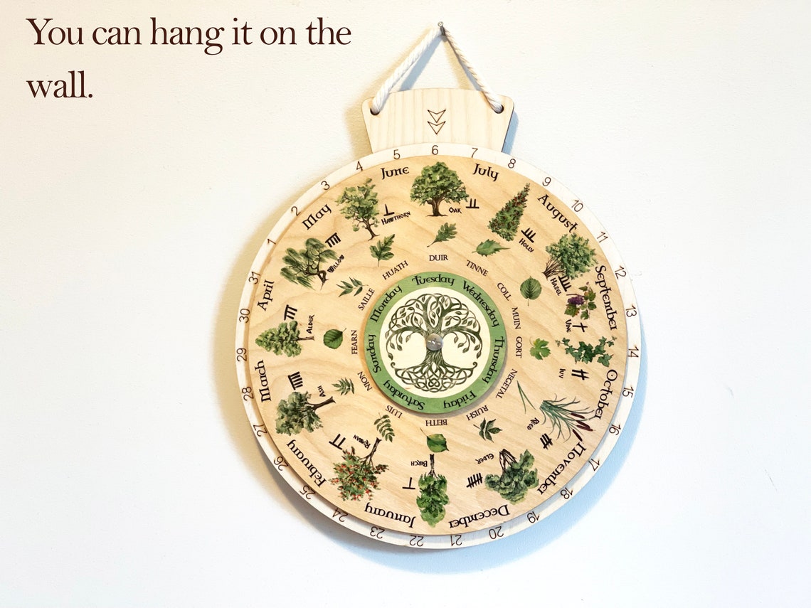 Wooden Wheel of the Year Celtic Tree Calendar Wooden | Etsy