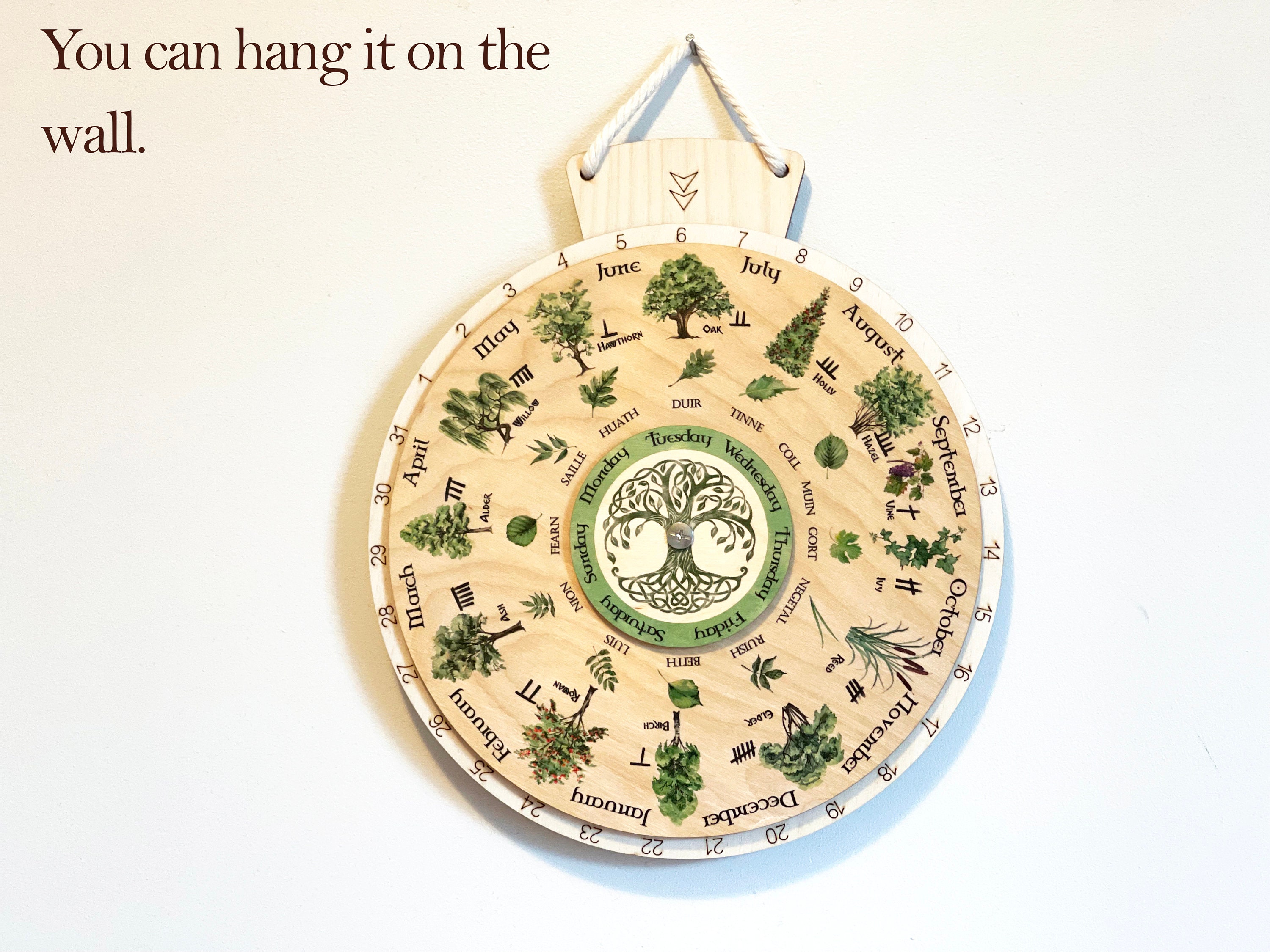 Wooden Wheel of the Year, Celtic Tree Calendar, Wooden Perpetual ...