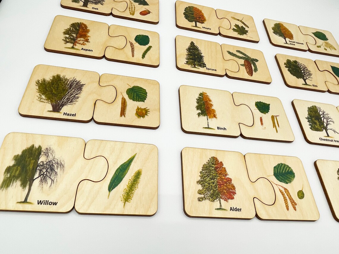 Montessori Wood Tree Leaves Matching Puzzle/ Homeschool - Etsy Canada