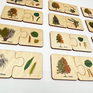 Montessori Wood Tree Leaves Matching Puzzle/ Homeschool Preschooler ...
