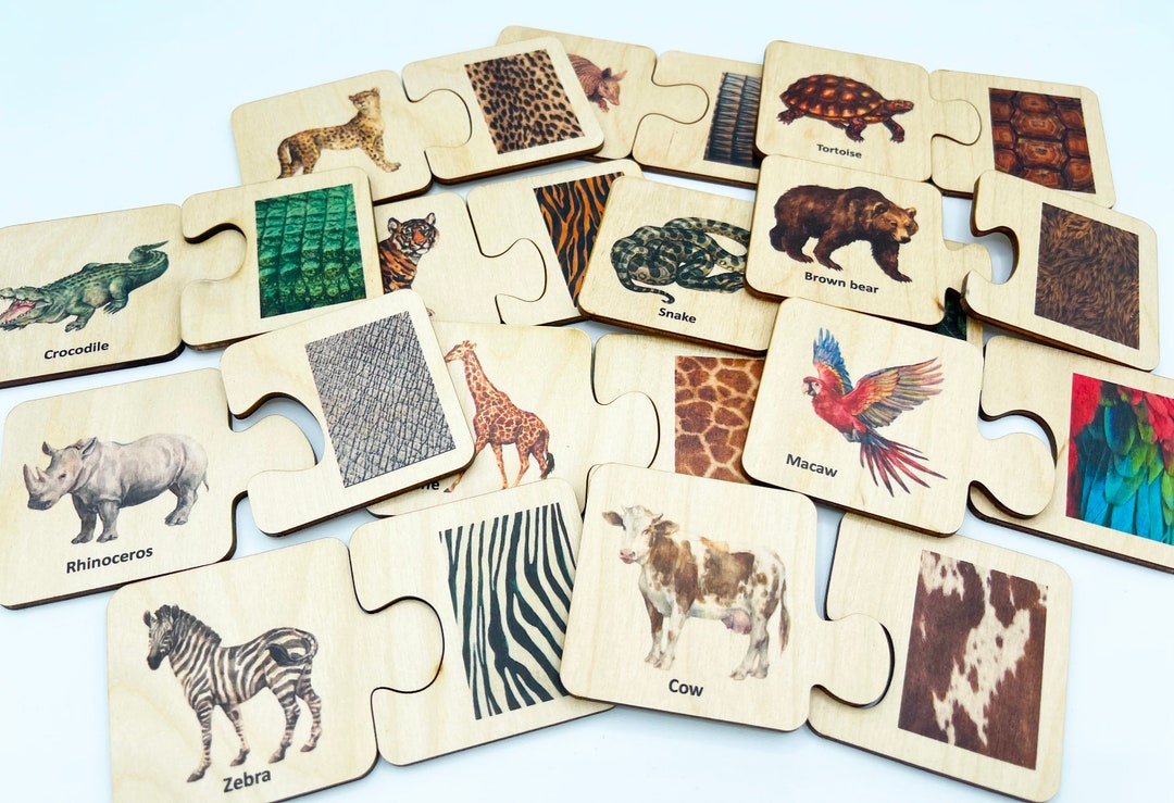 Wooden Montessori Animals Skin Pattern Matching Puzzle/ Homeschool ...