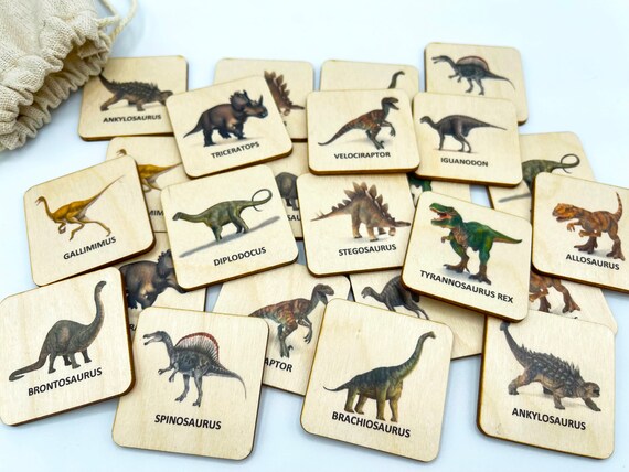 Wooden Dinosaurs Memory Game/ Montessori Toy Matching Game for | Etsy