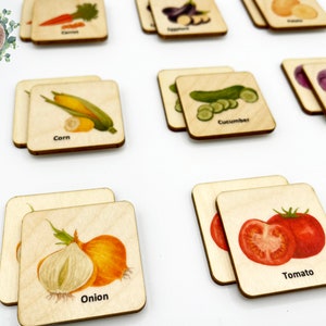 Montessori Wooden Vegetables Matching Cards/homeschool - Etsy