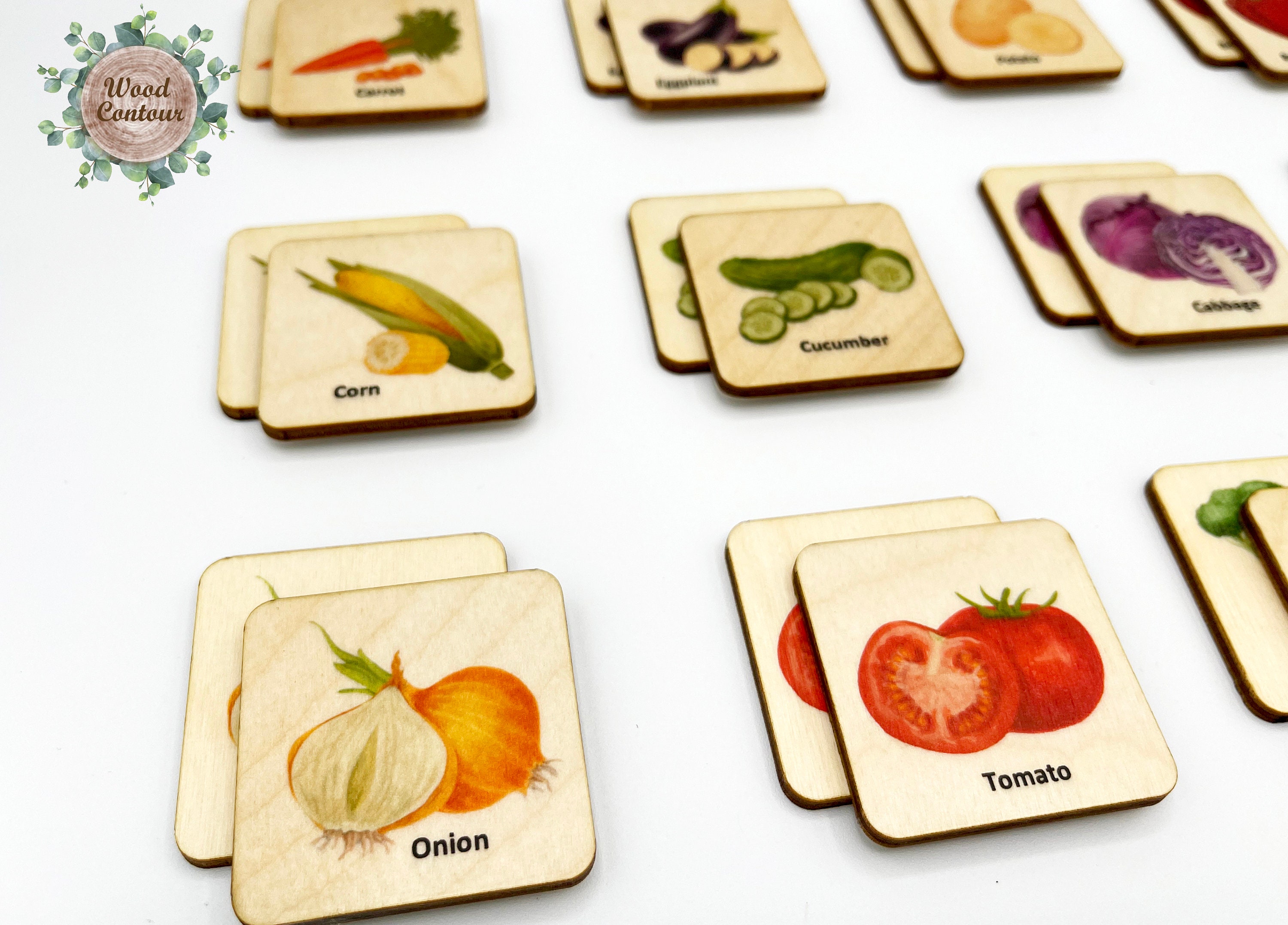 Montessori Wooden Vegetables Matching Cards/homeschool - Etsy Canada