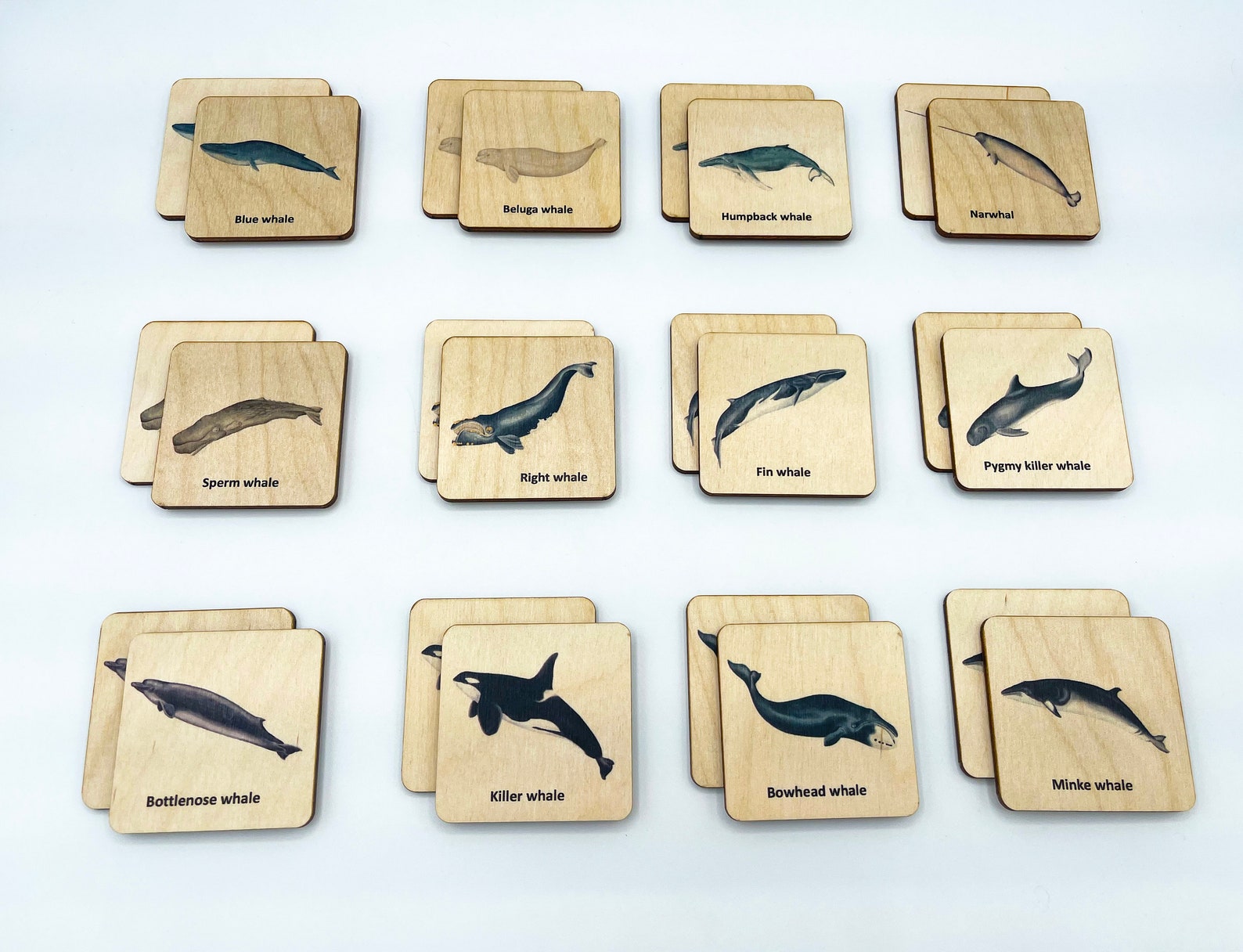 Montessori Wooden Whale Matching Game/ Ocean Animals Whales Memory Game ...