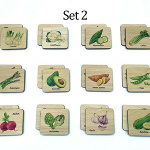 Montessori Wooden Vegetables Matching Cards/homeschool Kindergarten ...