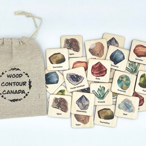 Wooden Rocks Minerals Gemstones Memory Game / Montessori Nature Study ...